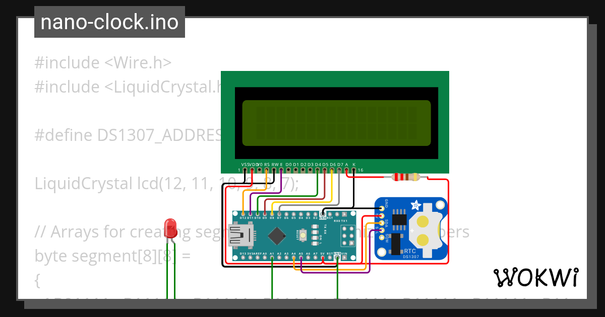 nano-clock.ino - Wokwi ESP32, STM32, Arduino Simulator