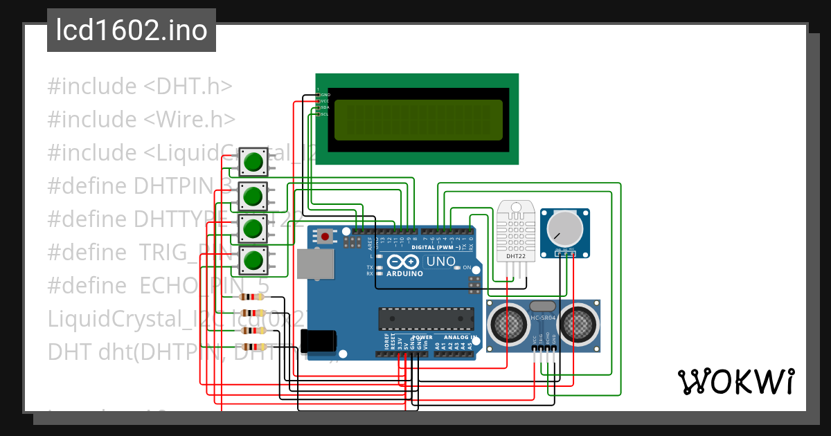 lcd1602.ino - Wokwi ESP32, STM32, Arduino Simulator