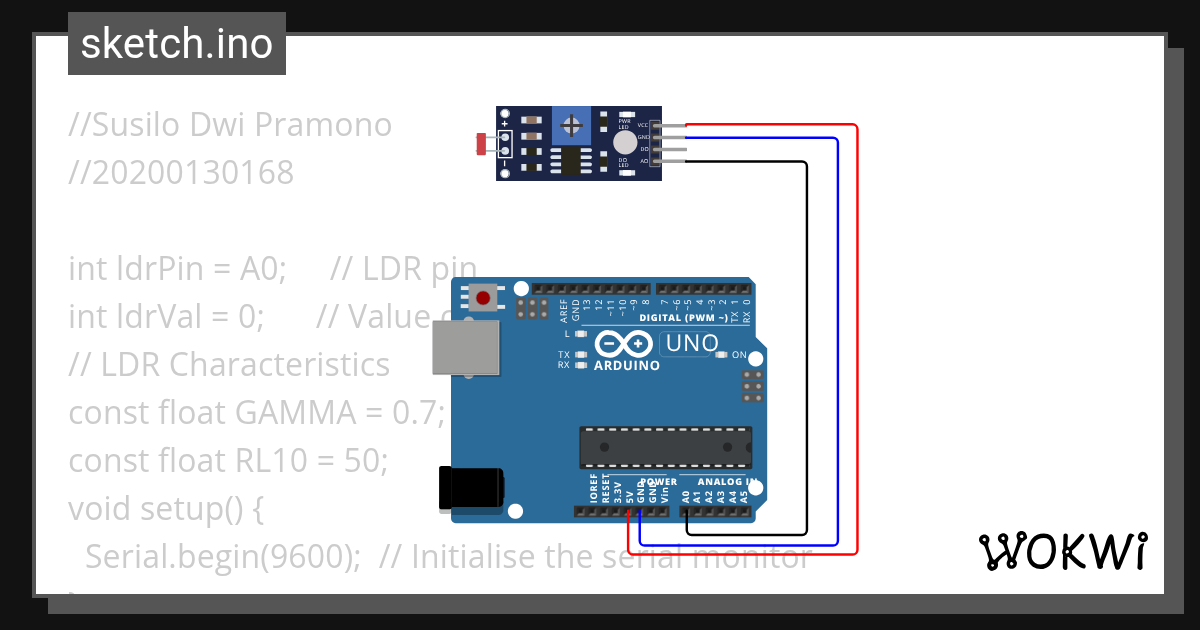 Tugas 3 Sensor LDR - Wokwi ESP32, STM32, Arduino Simulator
