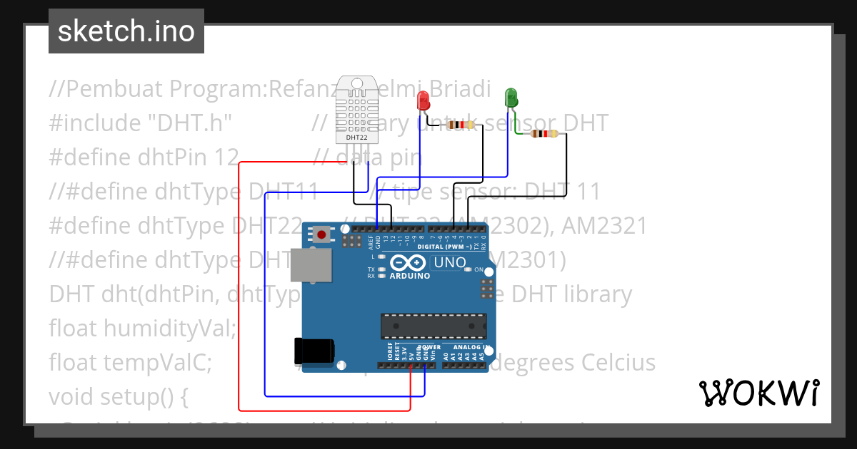 Sensor DHT dengan LED copy - Wokwi ESP32, STM32, Arduino Simulator Sensor DHT dengan LED copy - Wokwi ESP32, STM32, Arduino Simulator