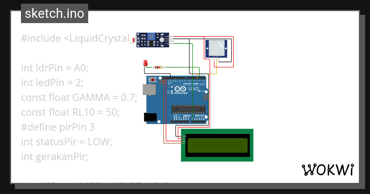 membuat sensor lampu otomatis - Wokwi ESP32, STM32, Arduino Simulator
