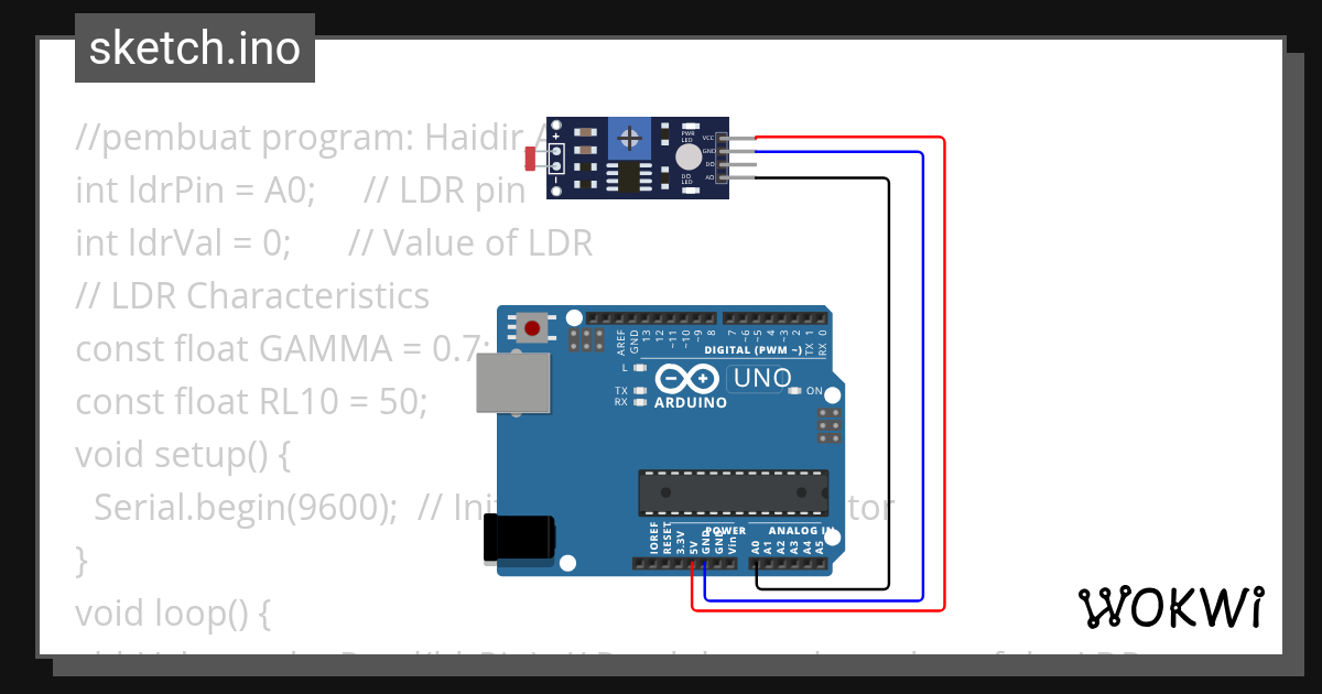 Sensor LDR - Wokwi ESP32, STM32, Arduino Simulator