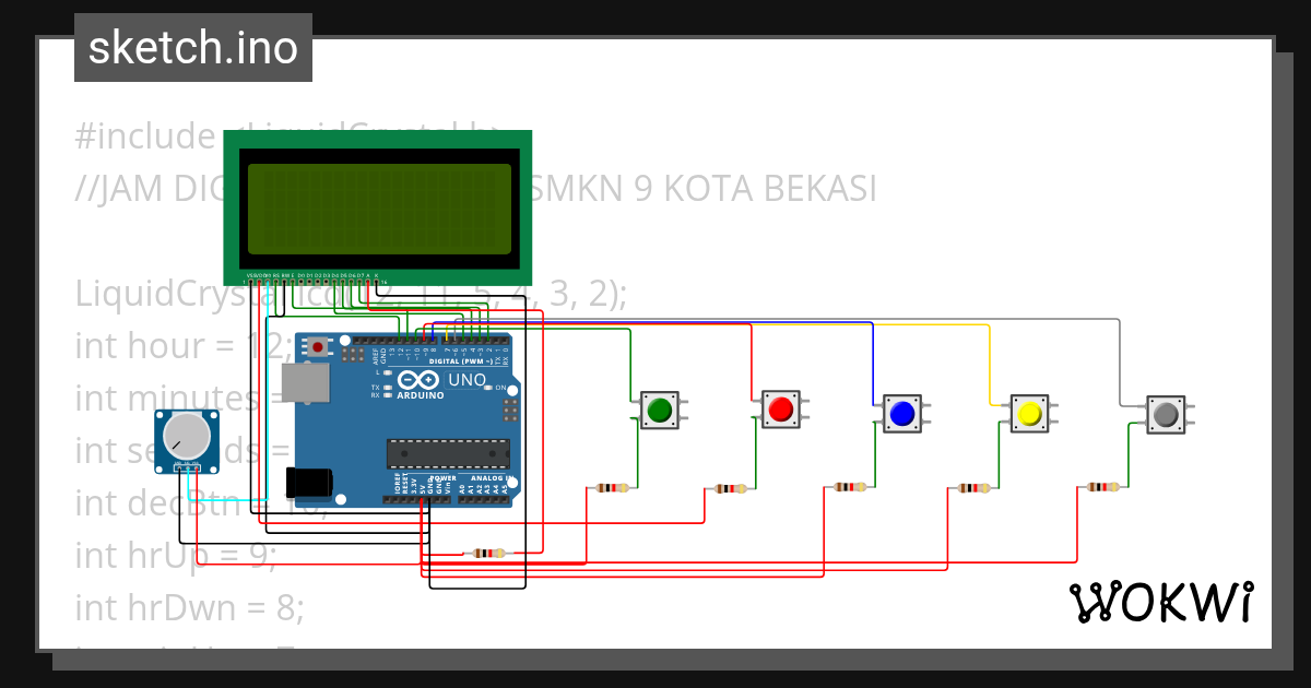 Niken 11 Sija 1 ( Jam Digital 1) - Wokwi ESP32, STM32, Arduino Simulator