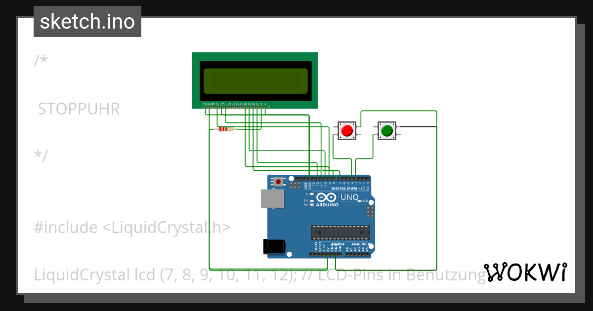 Stoppuhr - Wokwi ESP32, STM32, Arduino Simulator
