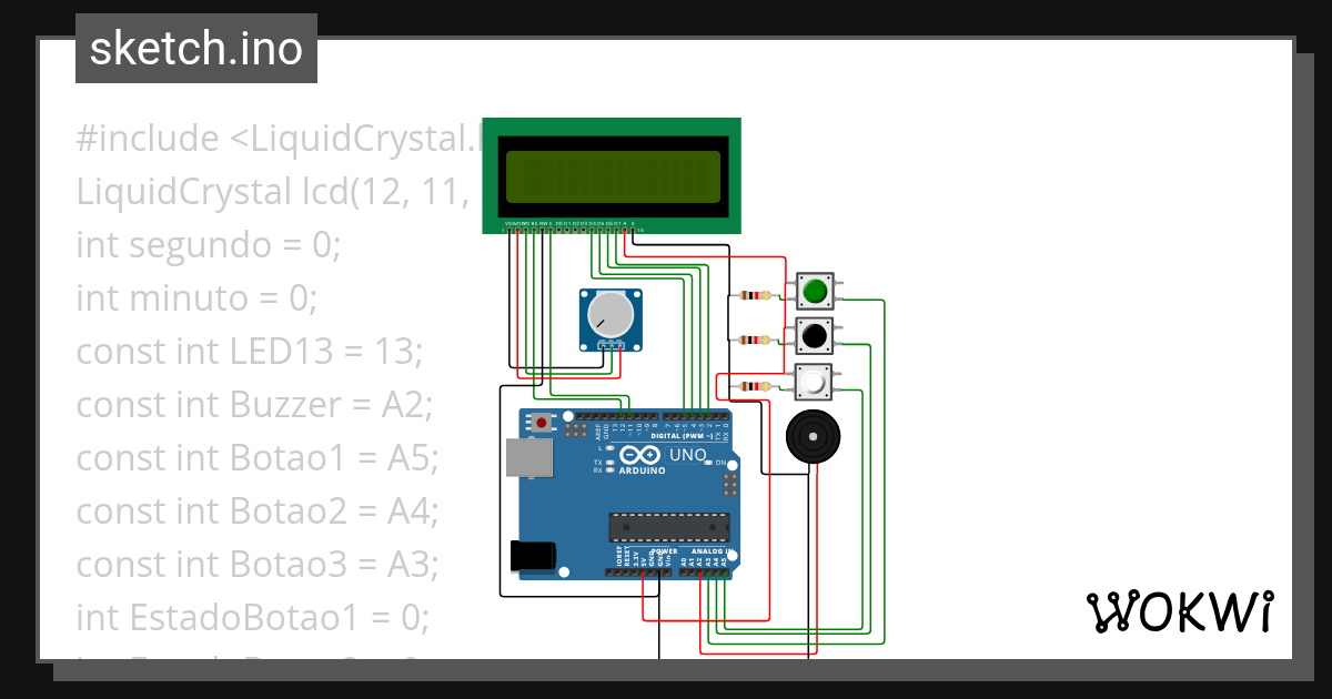 Projeto Timer LCD.ino - Wokwi ESP32, STM32, Arduino Simulator