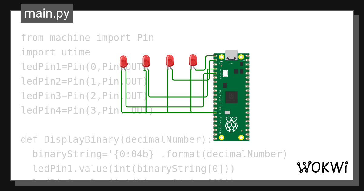 4 Bit Binary Wokwi Esp32 Stm32 Arduino Simulator