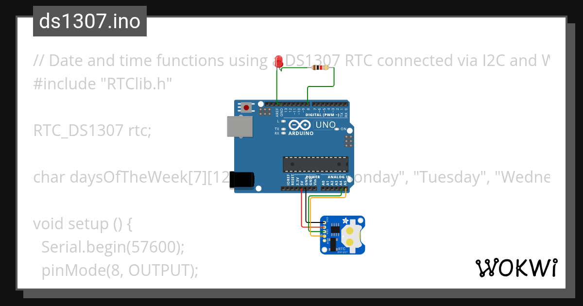 ds1307.ino copy - Wokwi ESP32, STM32, Arduino Simulator