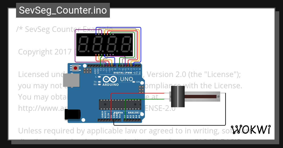 SevSeg_Counter.ino copy - Wokwi ESP32, STM32, Arduino Simulator