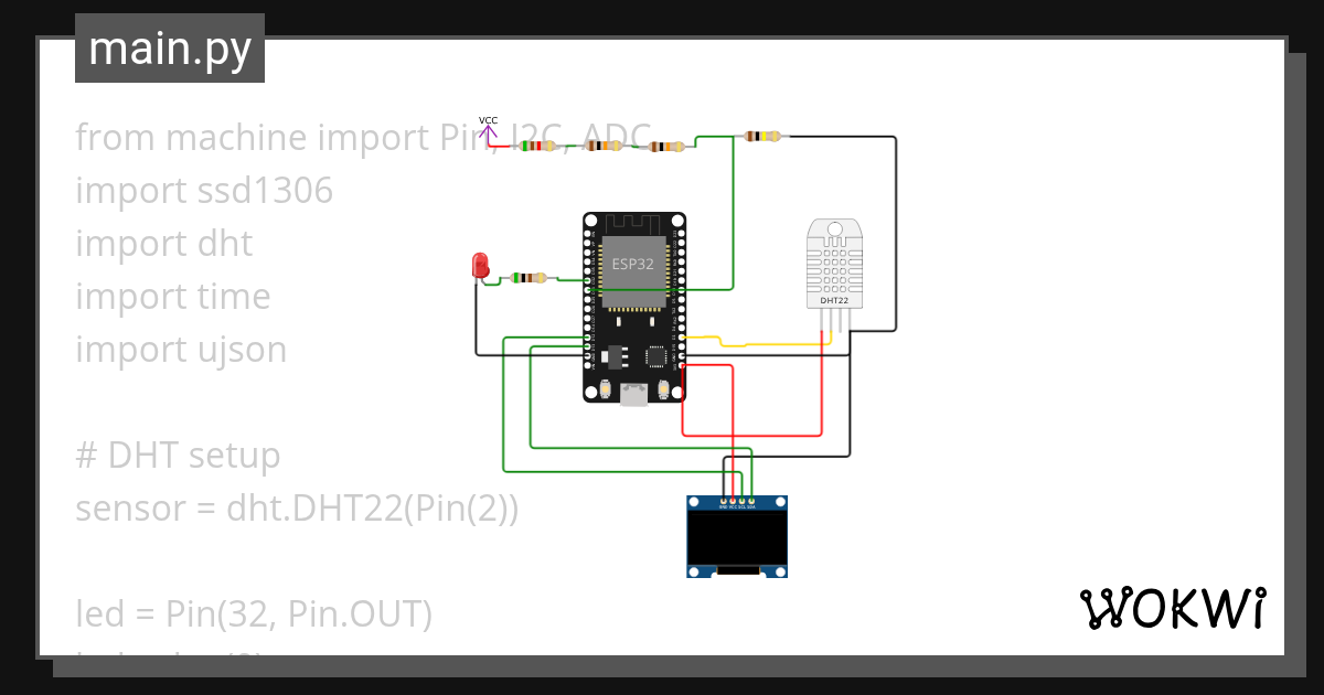 Temp Sensor and Display - Wokwi ESP32, STM32, Arduino Simulator