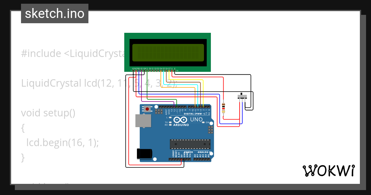 Running LCD Simulation - Wokwi ESP32, STM32, Arduino Simulator