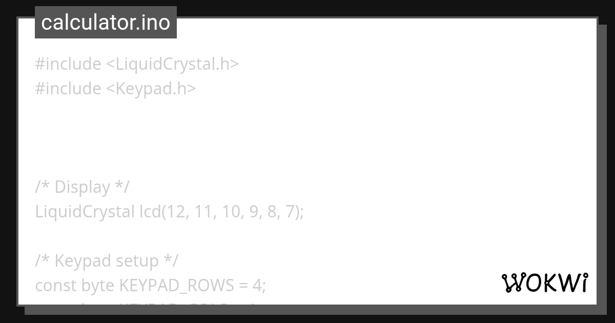 calculator.ino - Wokwi ESP32, STM32, Arduino Simulator