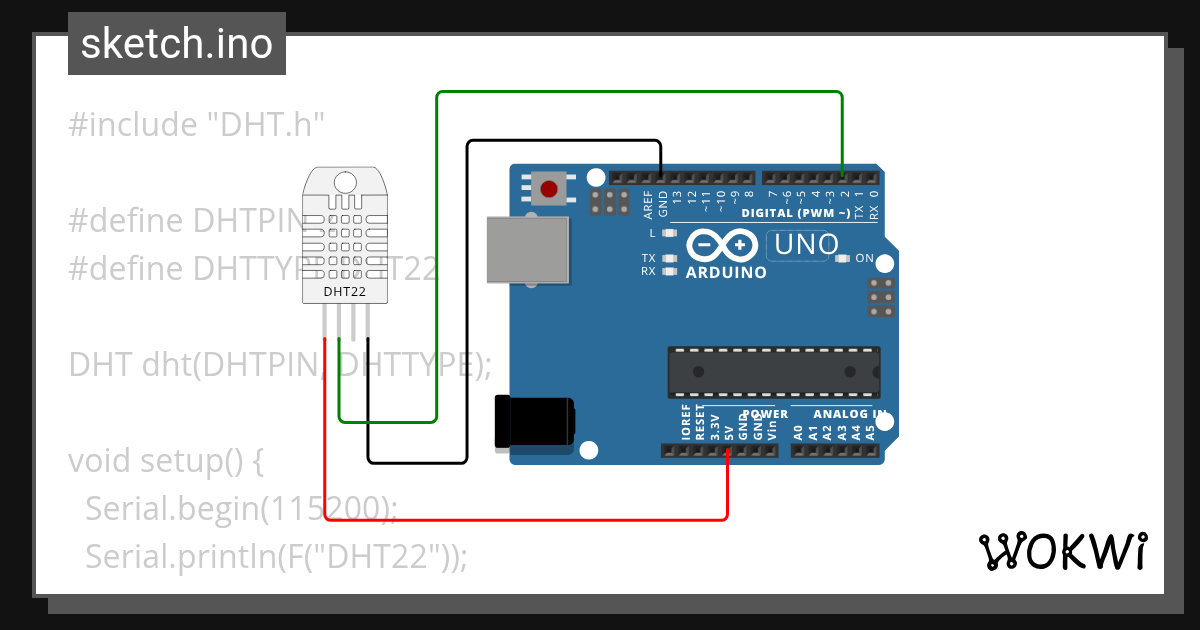 โปรแกรมตรวจจับอุณหภูมิและความชื้น - Wokwi ESP32, STM32, Arduino Simulator