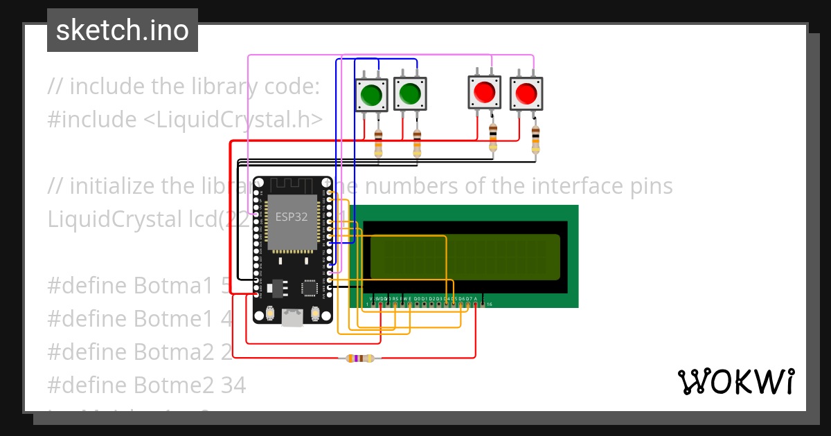 Projeto dos banguela - Wokwi ESP32, STM32, Arduino Simulator