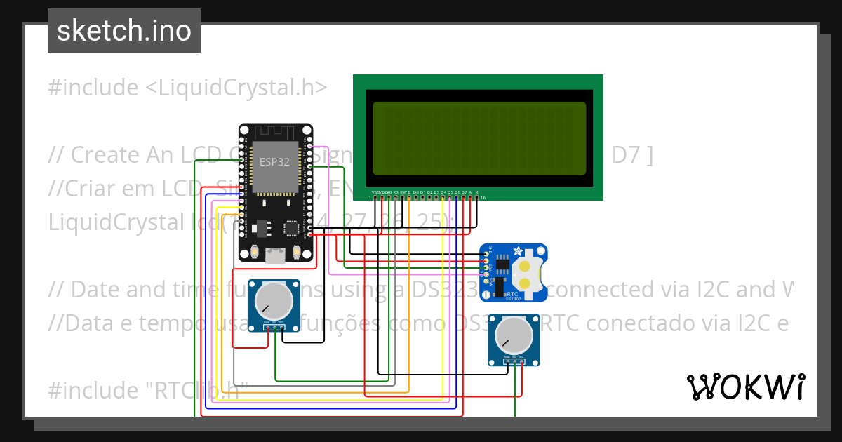 #DL - Lcd + RTC - 1.0 - Wokwi ESP32, STM32, Arduino Simulator