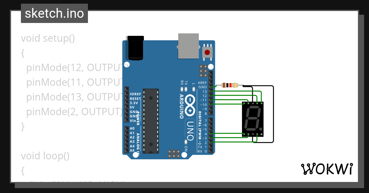 Visor De Sete Segmentos Wokwi Esp32 Stm32 Arduino Simulator 8393