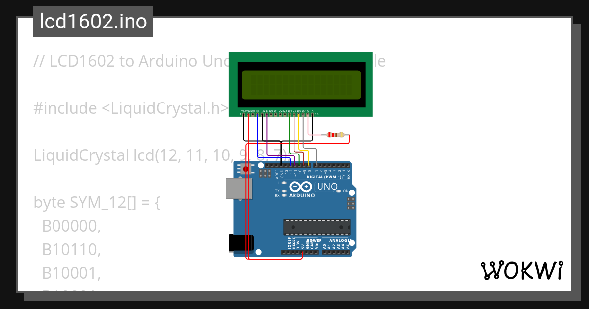 lcd1602.ino - Wokwi ESP32, STM32, Arduino Simulator