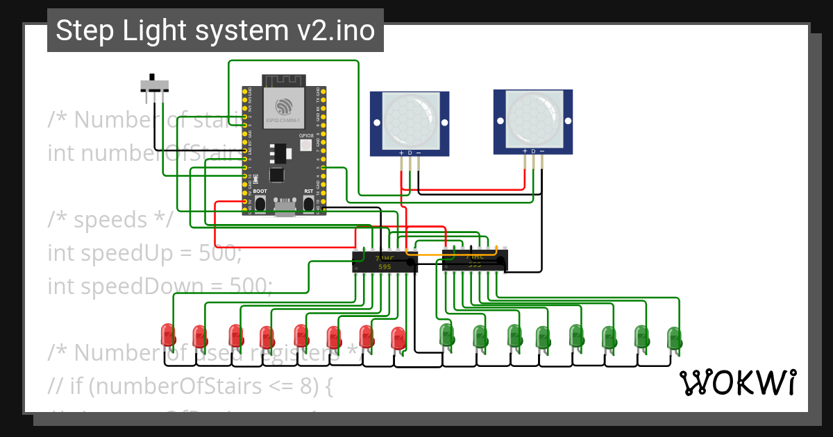 esp32 Step Light system v2.ino - Wokwi ESP32, STM32, Arduino Simulator