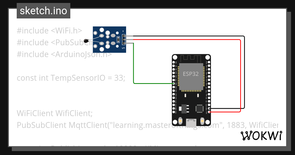 Temprature Sensor PostSensorData - Wokwi ESP32, STM32, Arduino Simulator