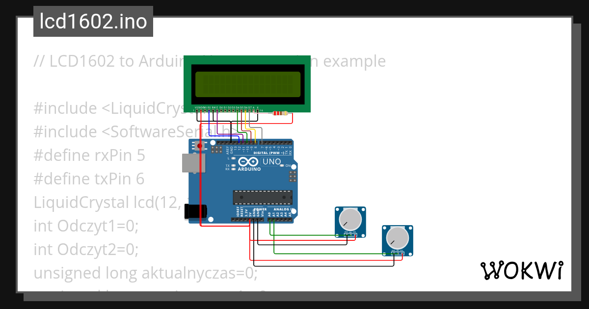 lcd1602.ino - Wokwi ESP32, STM32, Arduino Simulator