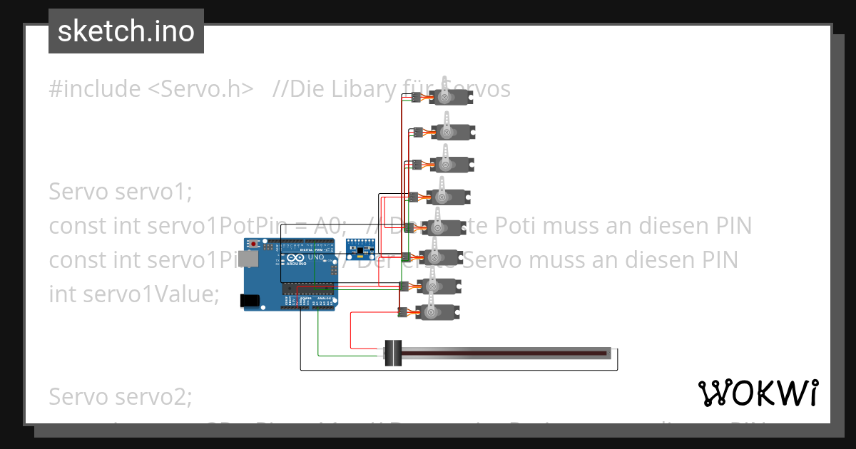 many servos - Wokwi ESP32, STM32, Arduino Simulator