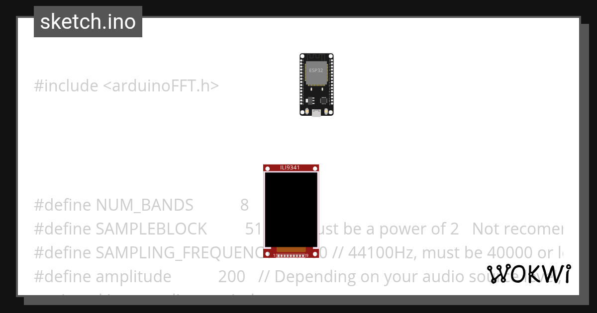 Audio Anaylzer.ino - Wokwi ESP32, STM32, Arduino Simulator