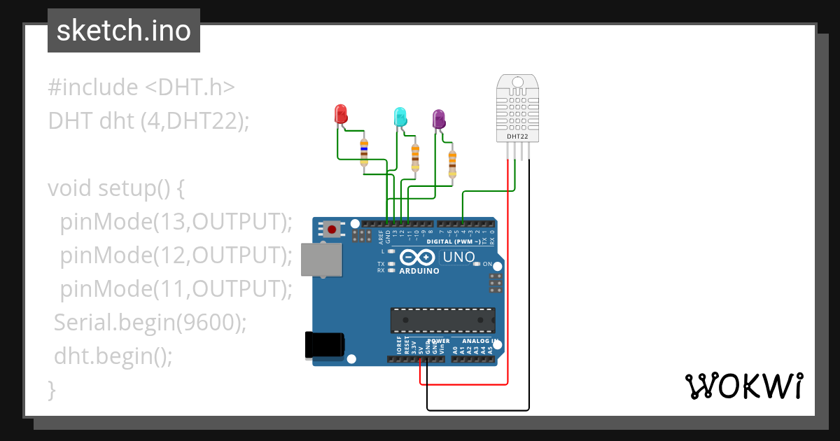 mengukur kelembapan dan suhu ruangan - Wokwi ESP32, STM32, Arduino ...