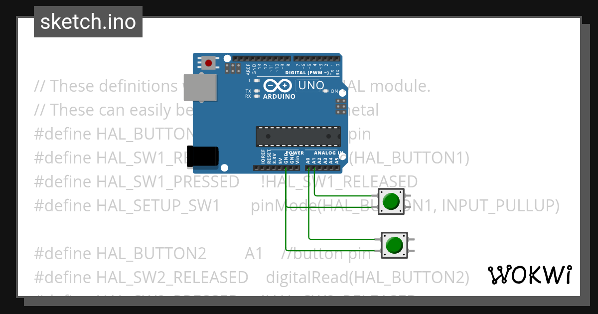 2 switch debounce.ino - Wokwi ESP32, STM32, Arduino Simulator