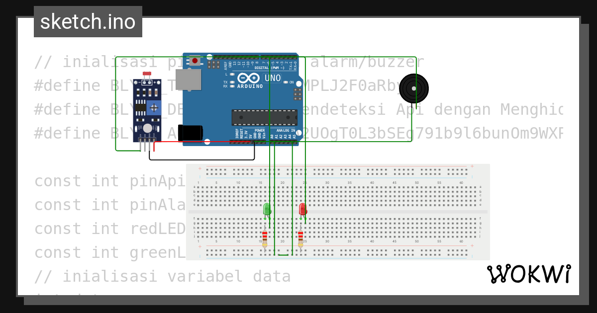 Deteksi Api Menghidupkan Led Dan Buzzer Wokwi Esp32 Stm32 Arduino Simulator