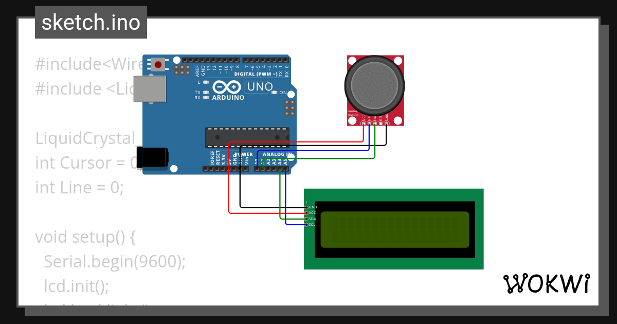 Ps2摇杆控制lcd显示 Wokwi Esp32 Stm32 Arduino Simulator