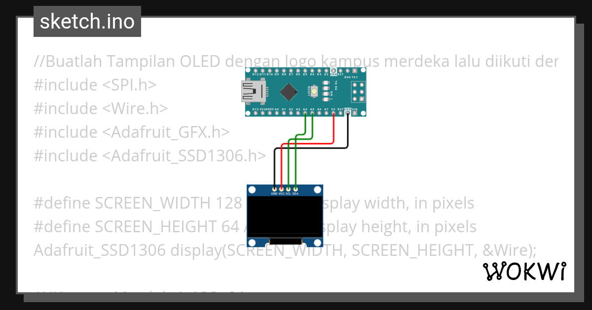 Program OLED - Wokwi ESP32, STM32, Arduino Simulator