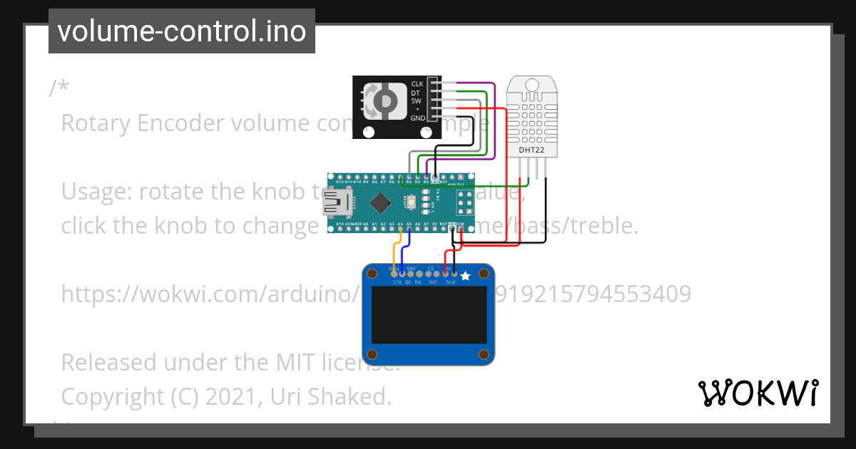 volume-control.ino copy - Wokwi ESP32, STM32, Arduino Simulator