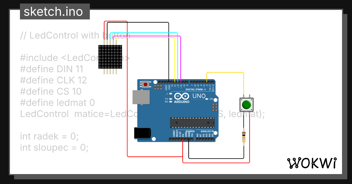 LED matrix + button - Wokwi ESP32, STM32, Arduino Simulator