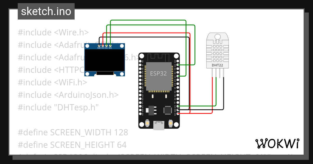 ESP32_DHT22_OLED - Wokwi ESP32, STM32, Arduino Simulator