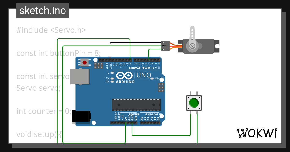 servo with button copy - Wokwi ESP32, STM32, Arduino Simulator