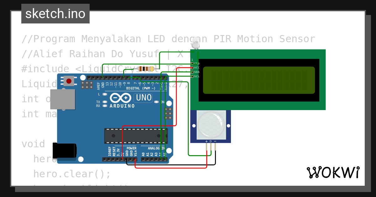 Program Menyalakan Led Dengan Pir Motion Alief Raihan X Rpl 3ino Wokwi Esp32 Stm32 Arduino