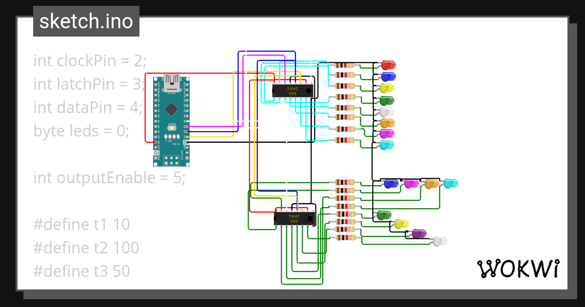 shift register - Wokwi ESP32, STM32, Arduino Simulator