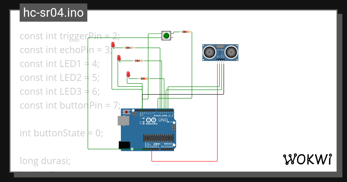 Sensor Ultrasonic Dengan Led Copy Wokwi Esp32 Stm32 Arduino Simulator 5996