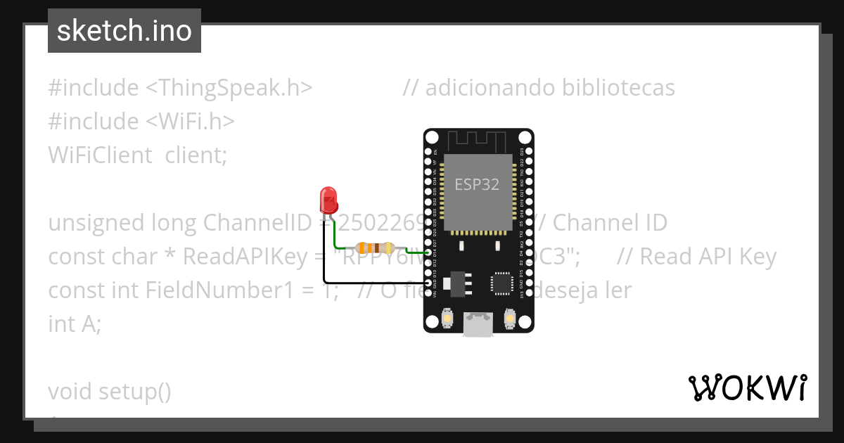 Led Thingspeak1 - Wokwi ESP32, STM32, Arduino Simulator