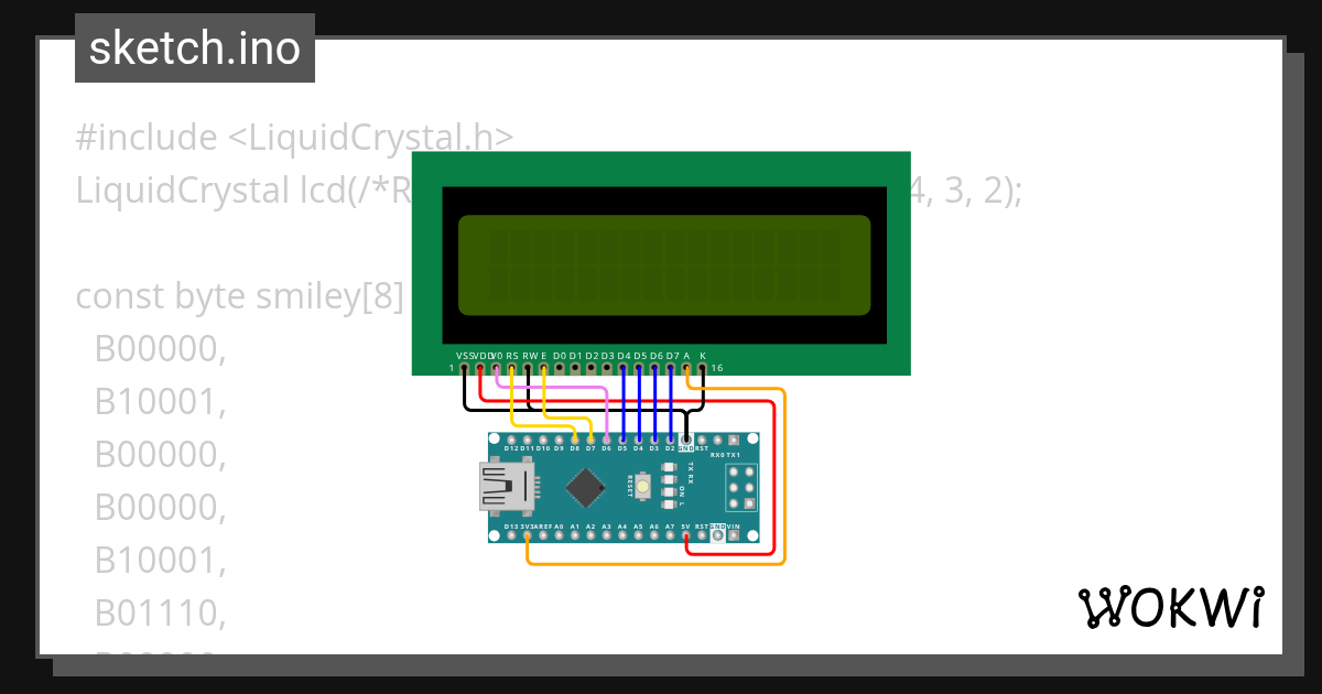 ls2_04_LCD1602_Characters - Wokwi ESP32, STM32, Arduino Simulator