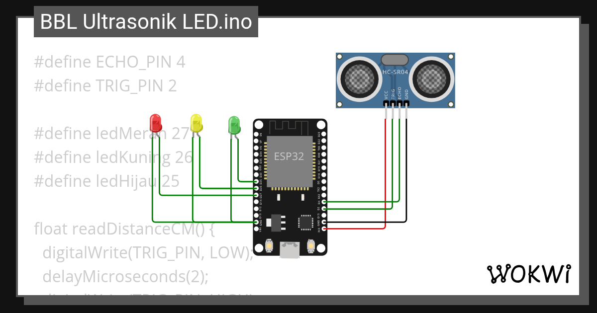 BBL Ultrasonik LED.ino - Wokwi ESP32, STM32, Arduino Simulator
