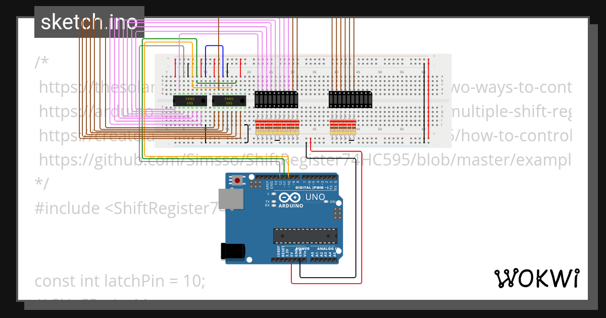 shift_register.ino - Wokwi Arduino and ESP32 Simulator