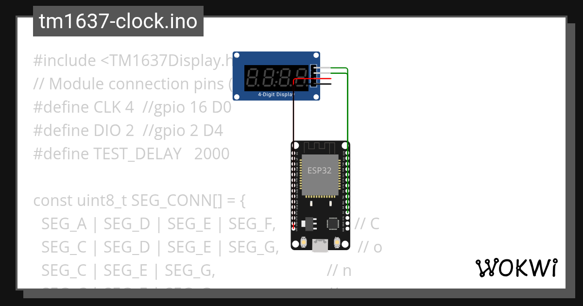 tm1637-clock.ino - Wokwi Arduino and ESP32 Simulator