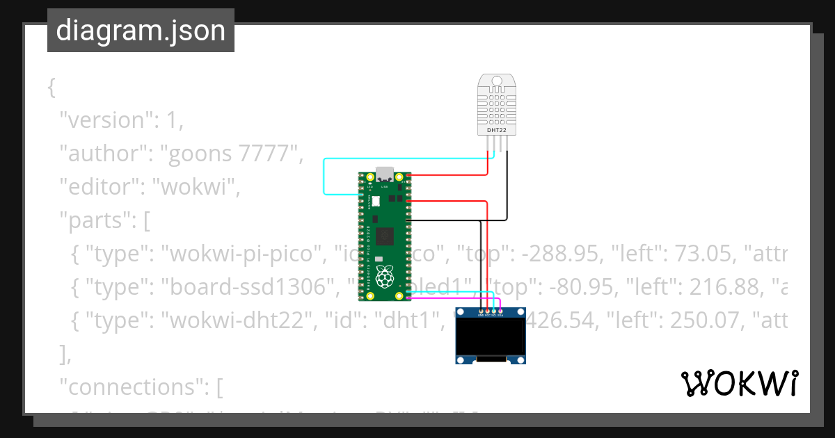 DHT 22 Temp. Measurement with OLED Display - Wokwi ESP32, STM32, Arduino Simulator