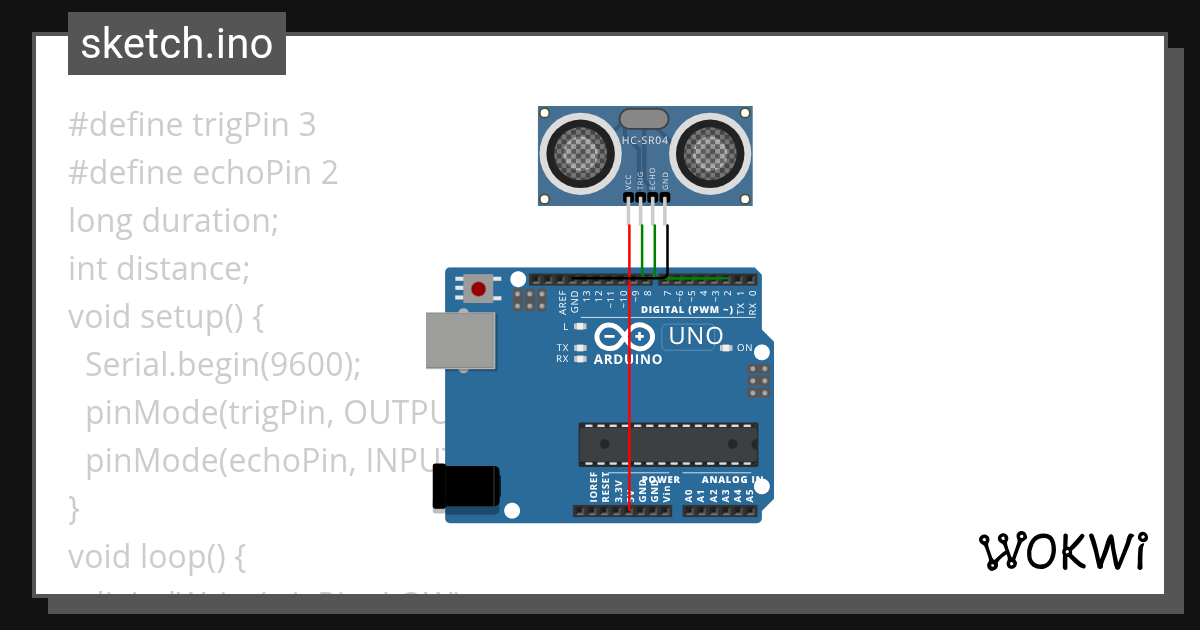 Ultrasonic Distance Sensor Copy Wokwi Esp32 Stm32 Arduino Simulator 