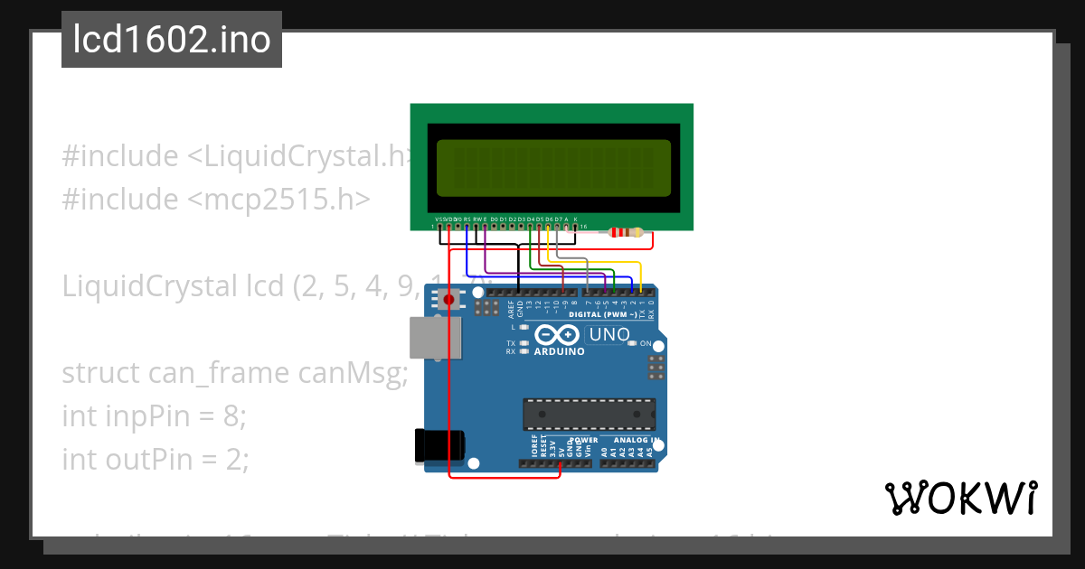 lcd1602.ino - Wokwi ESP32, STM32, Arduino Simulator
