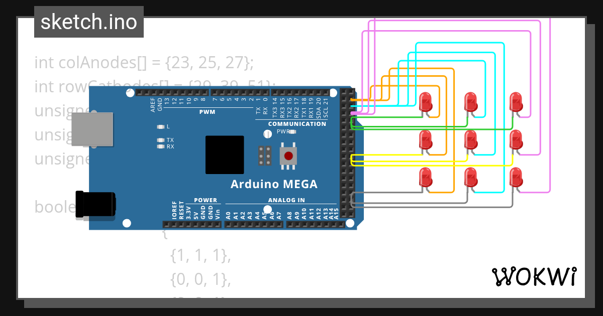 3x3 matrix - Wokwi ESP32, STM32, Arduino Simulator