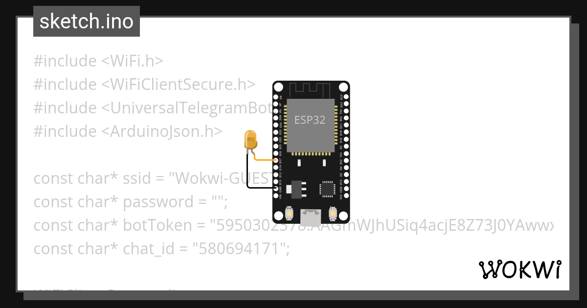 ESP Telegram simple - Wokwi ESP32, STM32, Arduino Simulator
