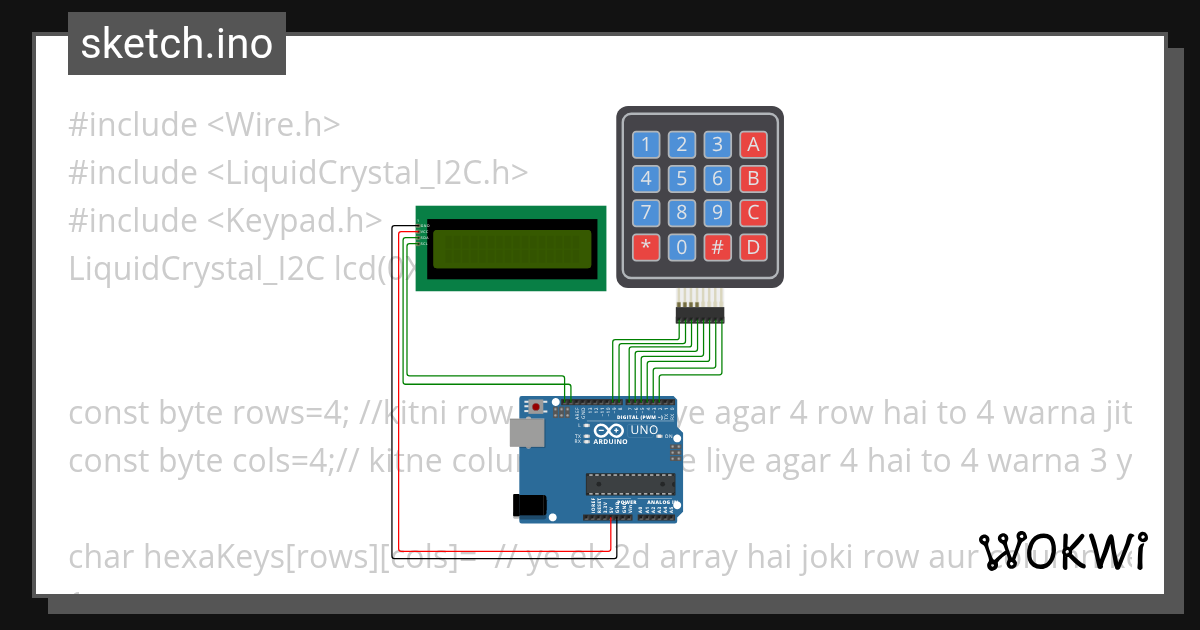 keypad par press number ki lcd par printing.ino - Wokwi ESP32, STM32, Arduino Simulator