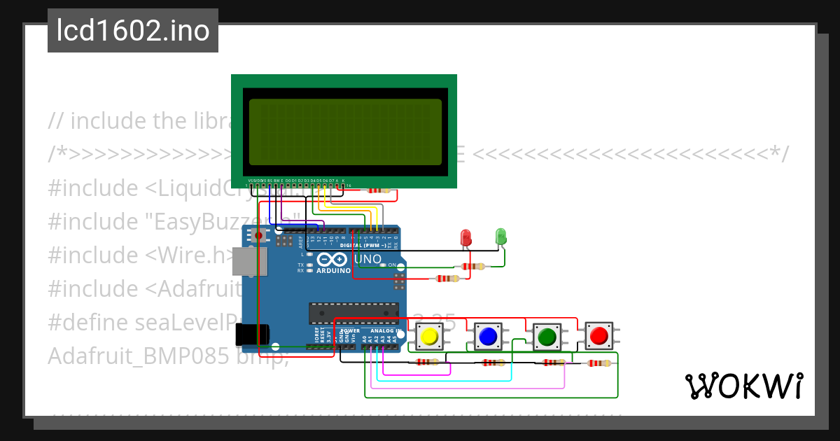 lcd1602.ino - Wokwi ESP32, STM32, Arduino Simulator