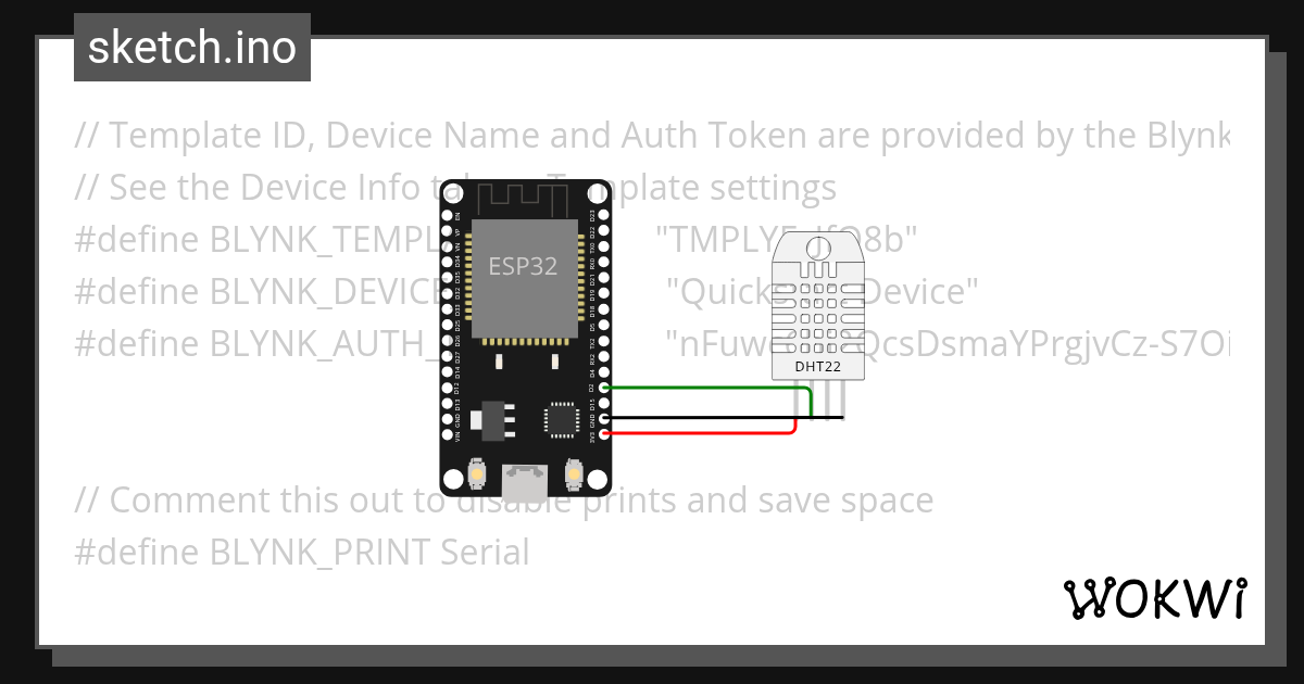 DHT22 to mobile app - Wokwi ESP32, STM32, Arduino Simulator